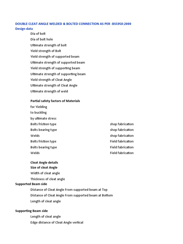 Cleat Angle Connection | PDF | Strength Of Materials | Screw