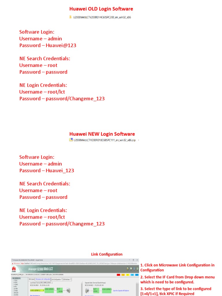 Huawei Login Credentials and Configuration Guide | PDF