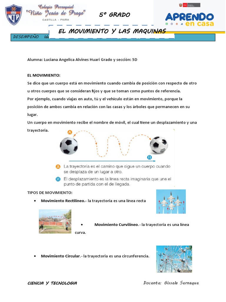 Tipos de Movimiento y Máquinas Simples | PDF | Trayectoria | Máquinas