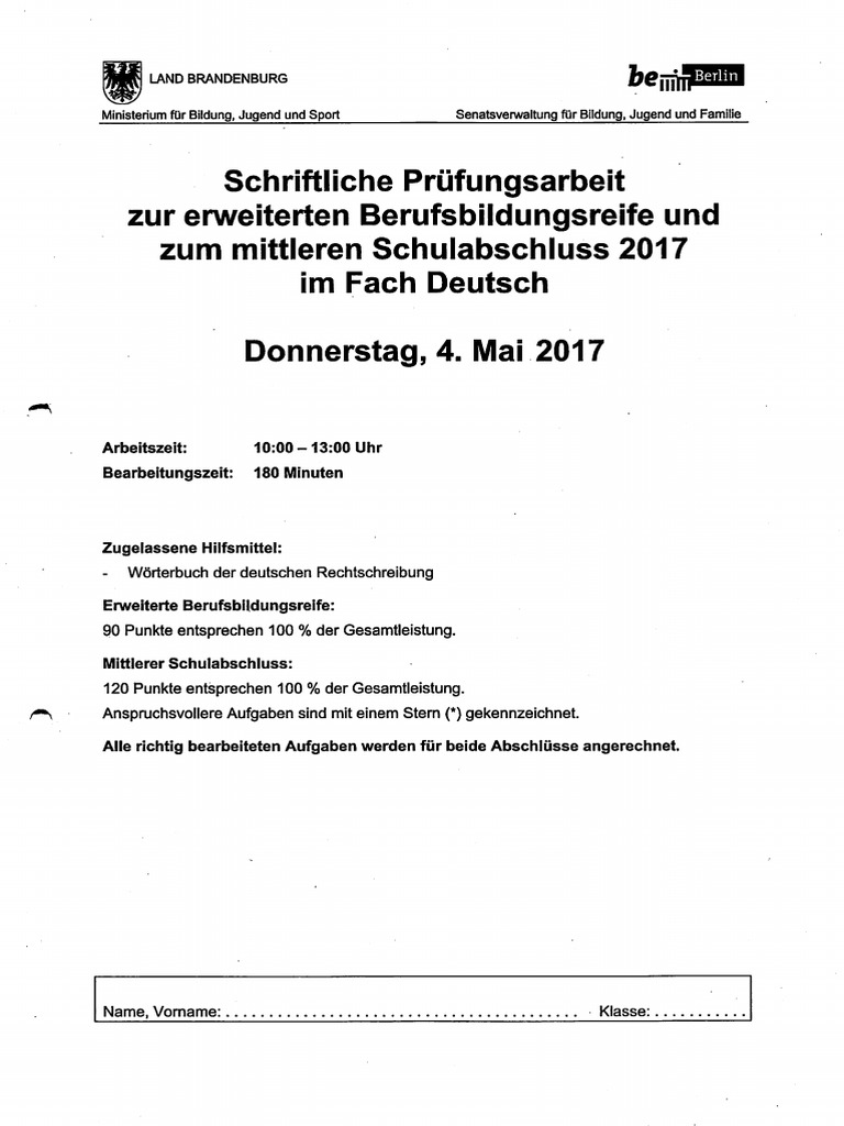 MSA Deutsch 2017 | PDF