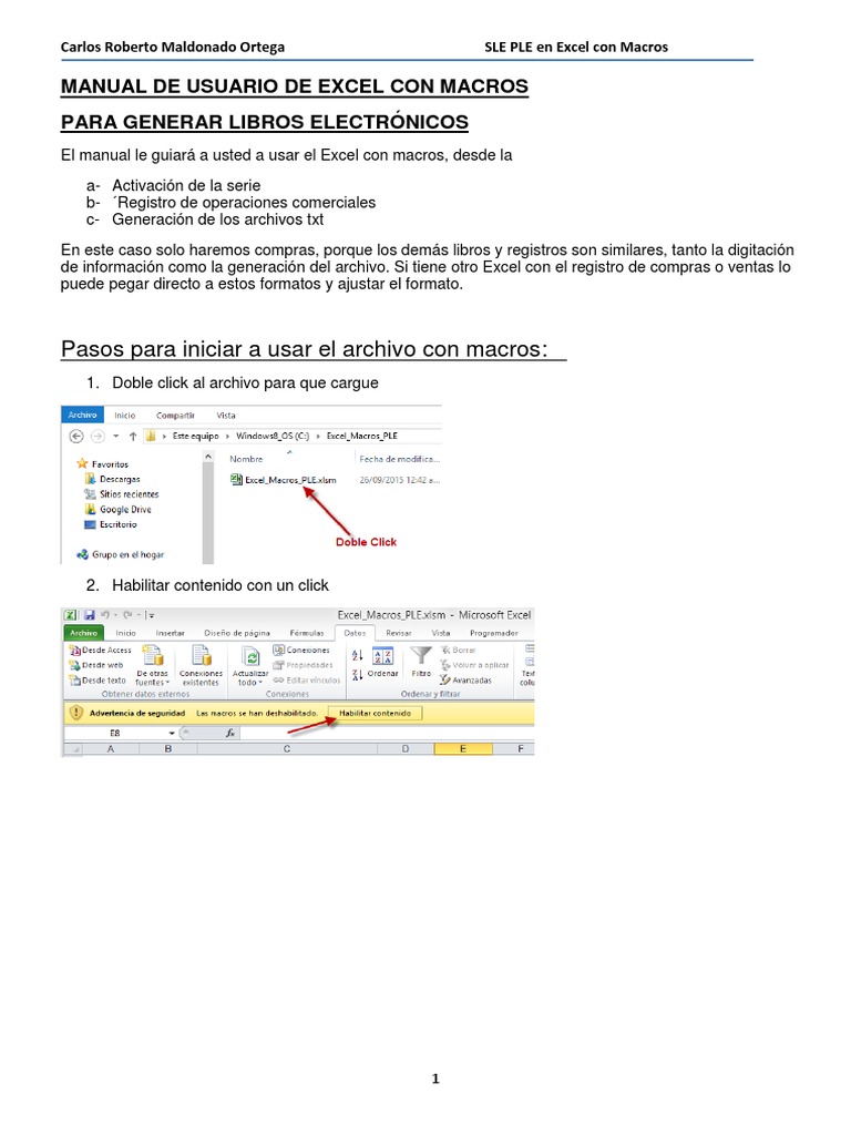 Manual de Usuario Del Excel Con Macros para Generar Libros Electrónicos | PDF | Macro ...