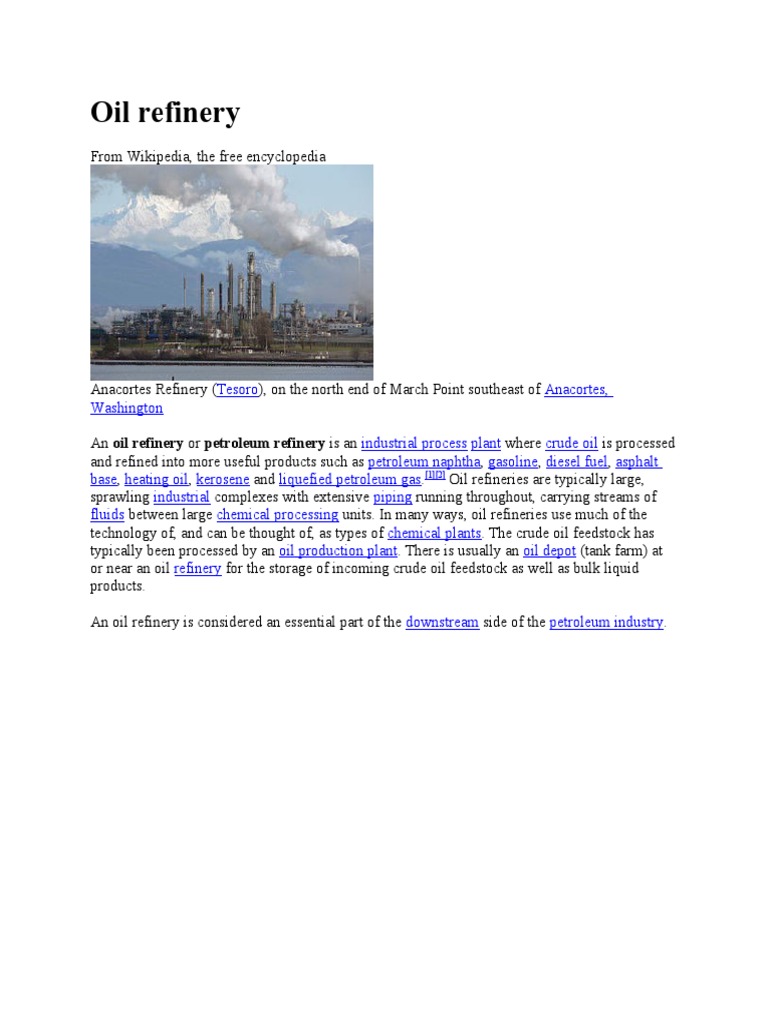Oil Refinery Pdf Oil Refinery Cracking Chemistry
