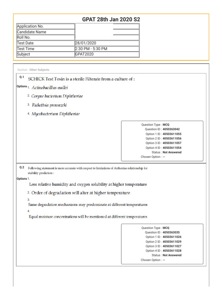 Gpat Question Paper S2 - l9HdqUd PDF | PDF | Multiple Choice | Applied ...