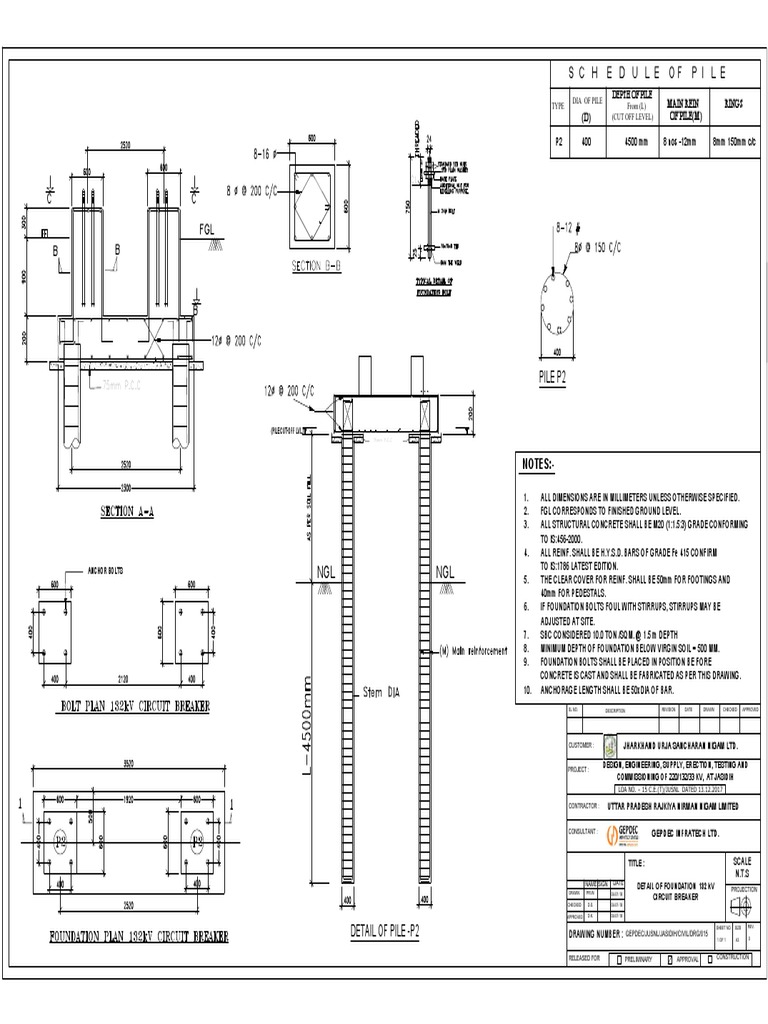 DETAIL OF FOUNDATION 132 KV CIRCUIT BREAKER | PDF | Civil Engineering ...