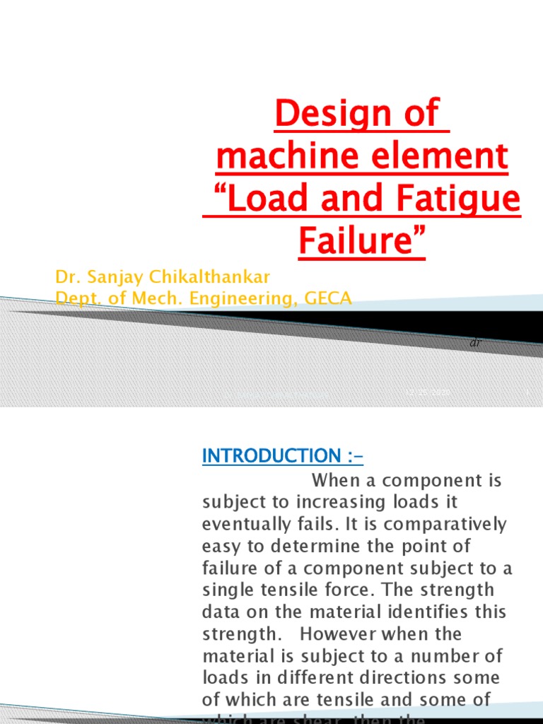Analysis of Load-Induced Failure in Machine Elements Due to Fatigue and Repeated Stress | PDF ...