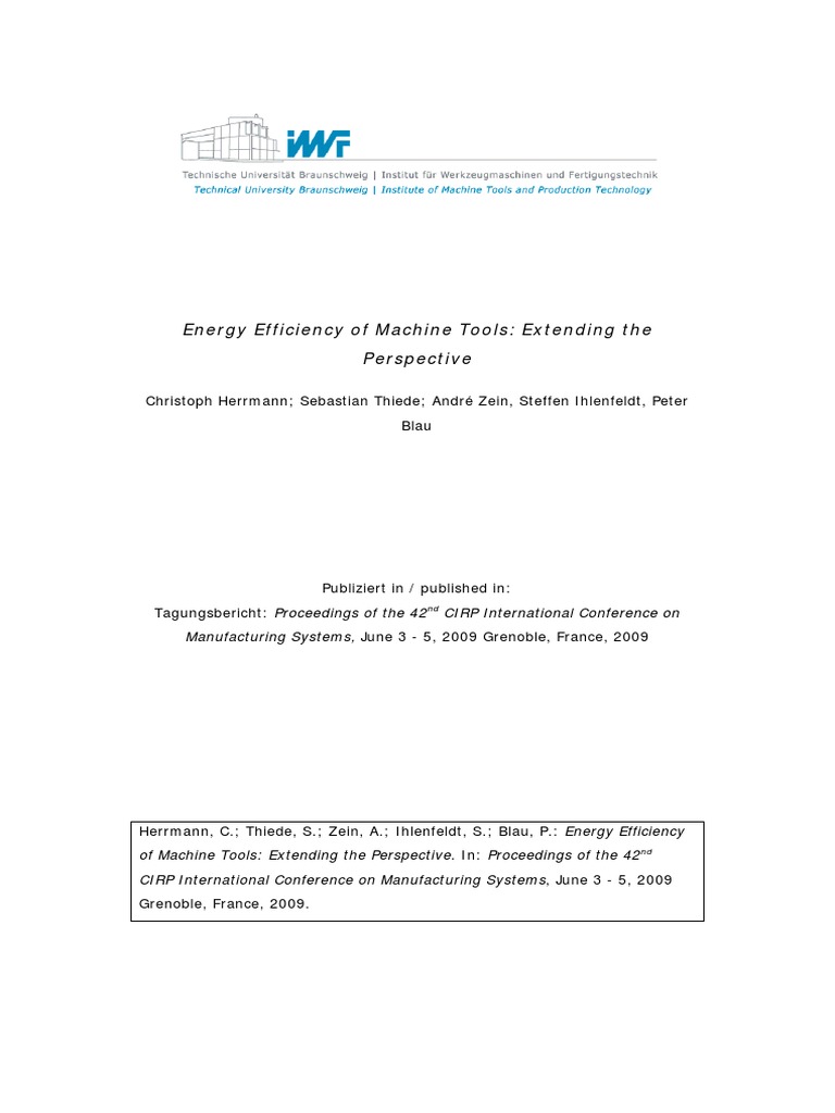 Machine Tool Energy Efficiency | PDF | Machines | Machining