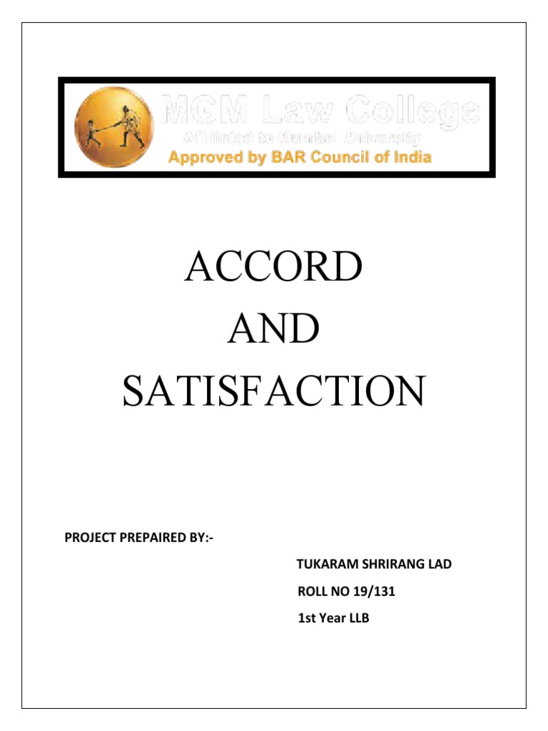 Accord and Satisfaction in Tort Law | PDF | Tort | Consideration