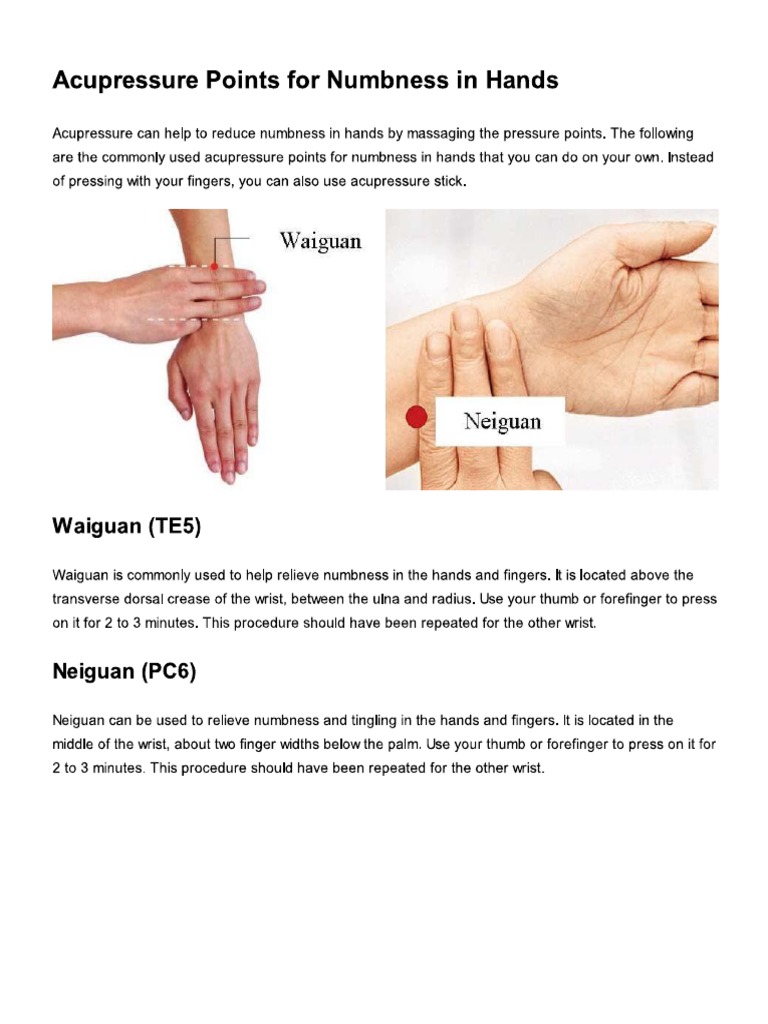 Acupressure Points For Numbness in Hands - TCM Simple | PDF