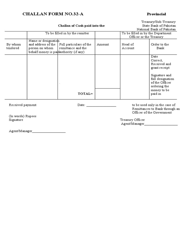 Challan Form No32a | PDF | Services (Economics) | Money
