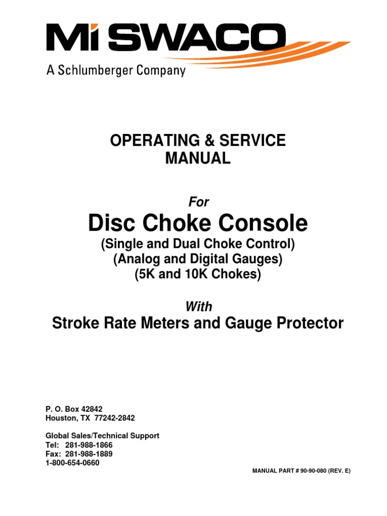 Swaco Disc Choke Console Manual 9090080 (E) PDF | PDF | Valve | Casing ...