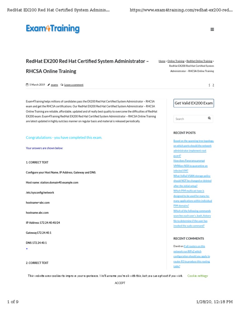 EX200 Red Hat Certified System Administrator (RHCSA) Exam - 2019-09-14 ...