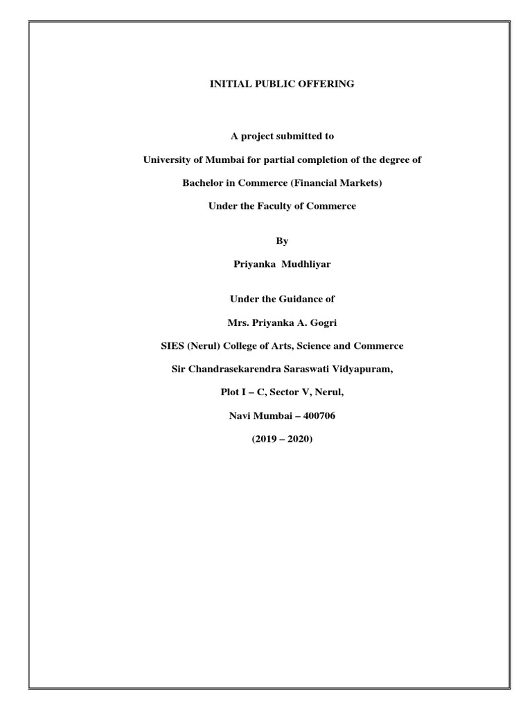 IPO Project 2020... | PDF | Initial Public Offering | Securities (Finance)