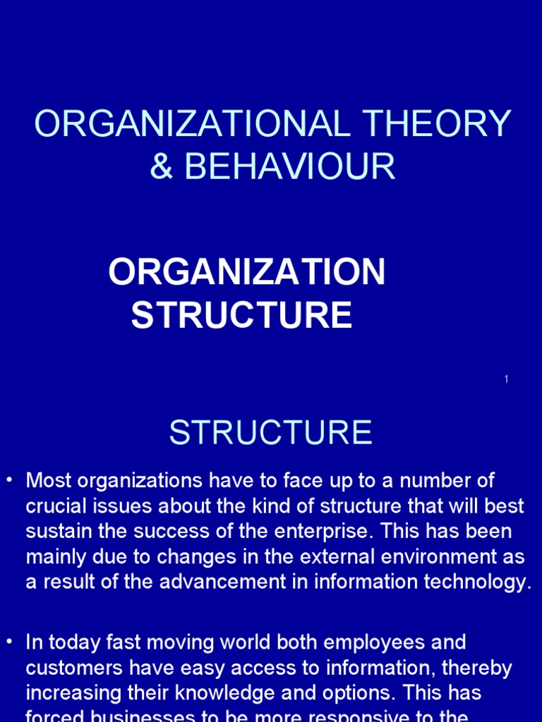 Organizational Theory & Behaviour Structure | PDF | Decentralization ...