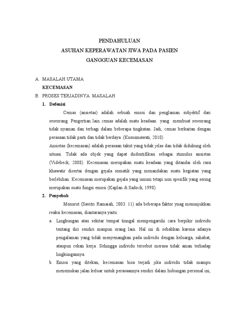 LP Keperawatan Jiwa Cemas | PDF