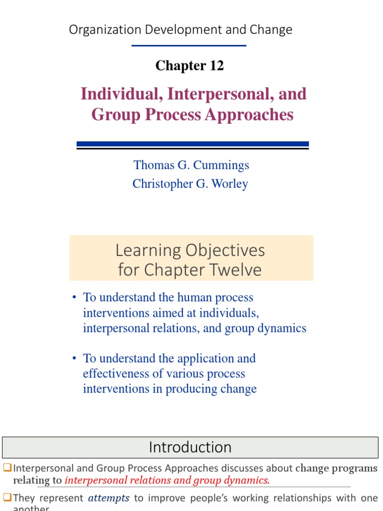 Individual Interpersonal And Group Process Approaches Pdf