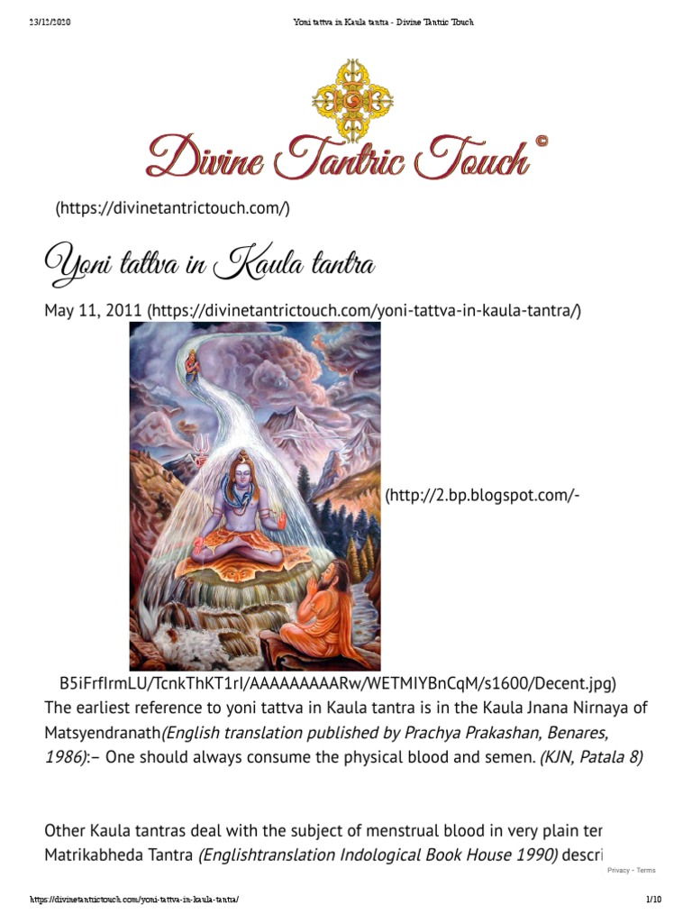 Yoni Tattva in Kaula Tantra - Divine Tantric Touch | PDF