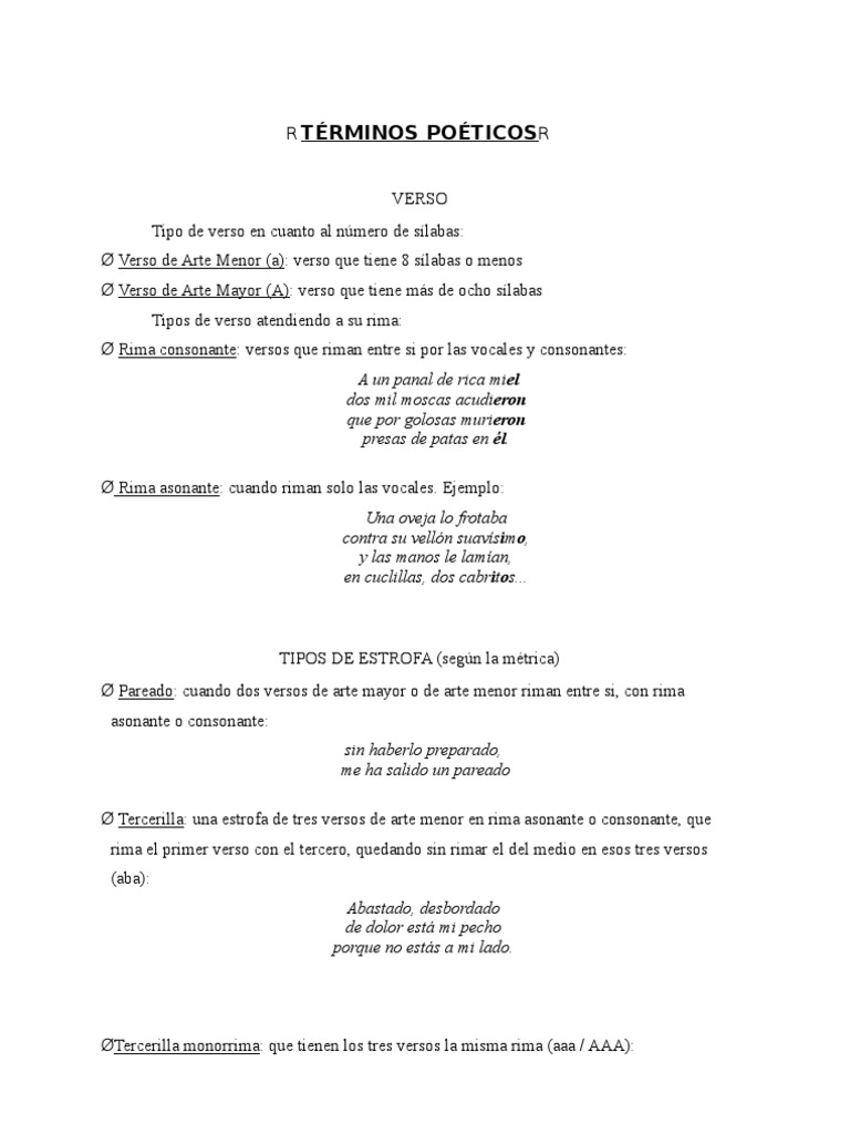 Tipos de Rima y Estrofas Poéticas | PDF | Rima | Metro (poesía)