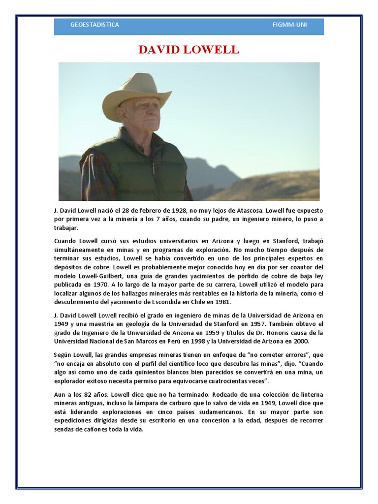 David Lowell | Descargar gratis PDF | Minería | Minerales