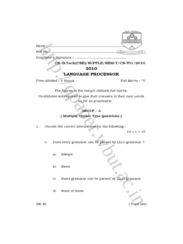 HT TP: //qpa Pe R.W But .Ac .In: 2010 Language Processor | PDF | Parsing | Syntax (Logic)