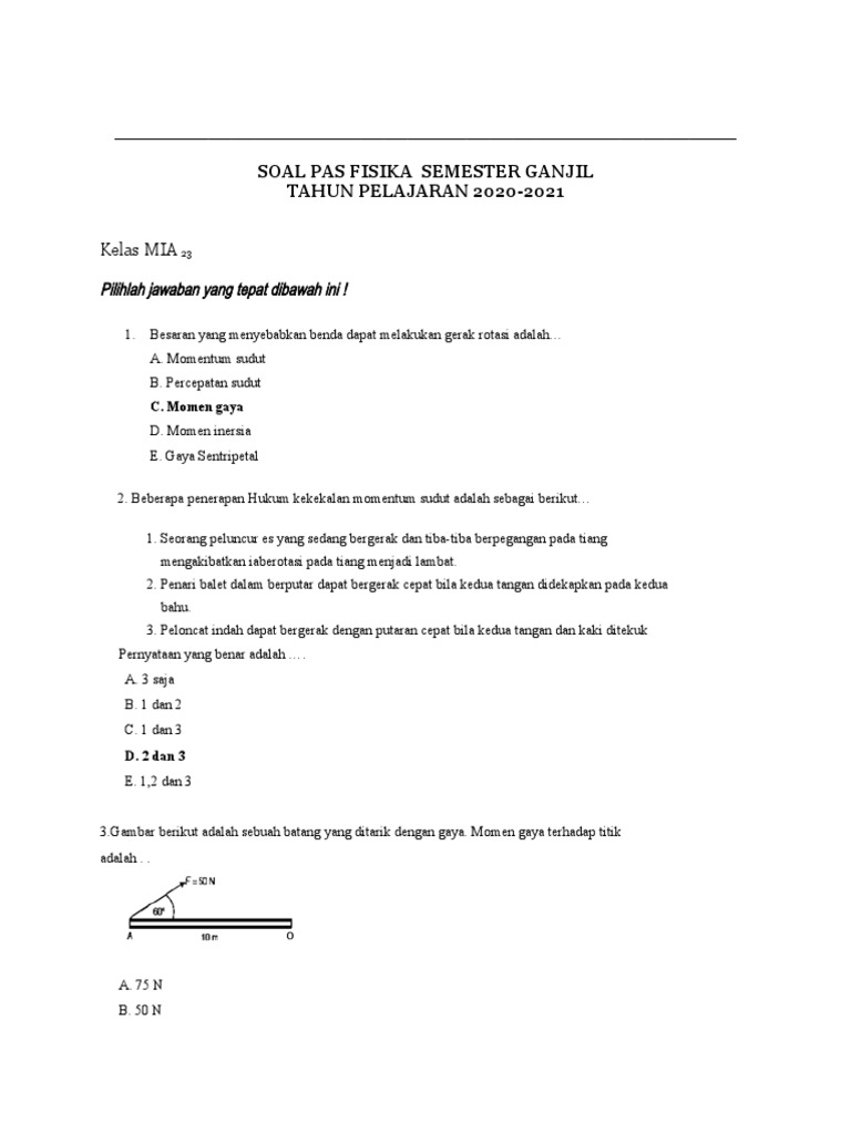 SOAL Pas Fisika Kls Xi | PDF