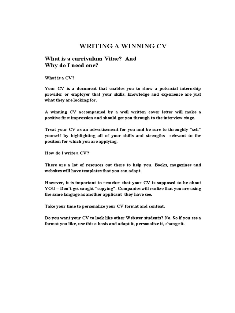 Writing A Winning CV | PDF | Human Communication | Cognition