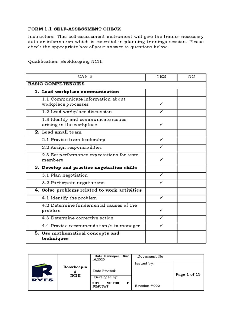 Training Needs Analysis Forms | PDF | Bookkeeping | Business