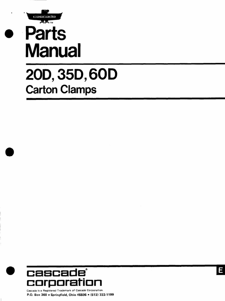 Cascade Manual de Partes 20D, 35D, 60D Carton Clamps 670486 | PDF ...