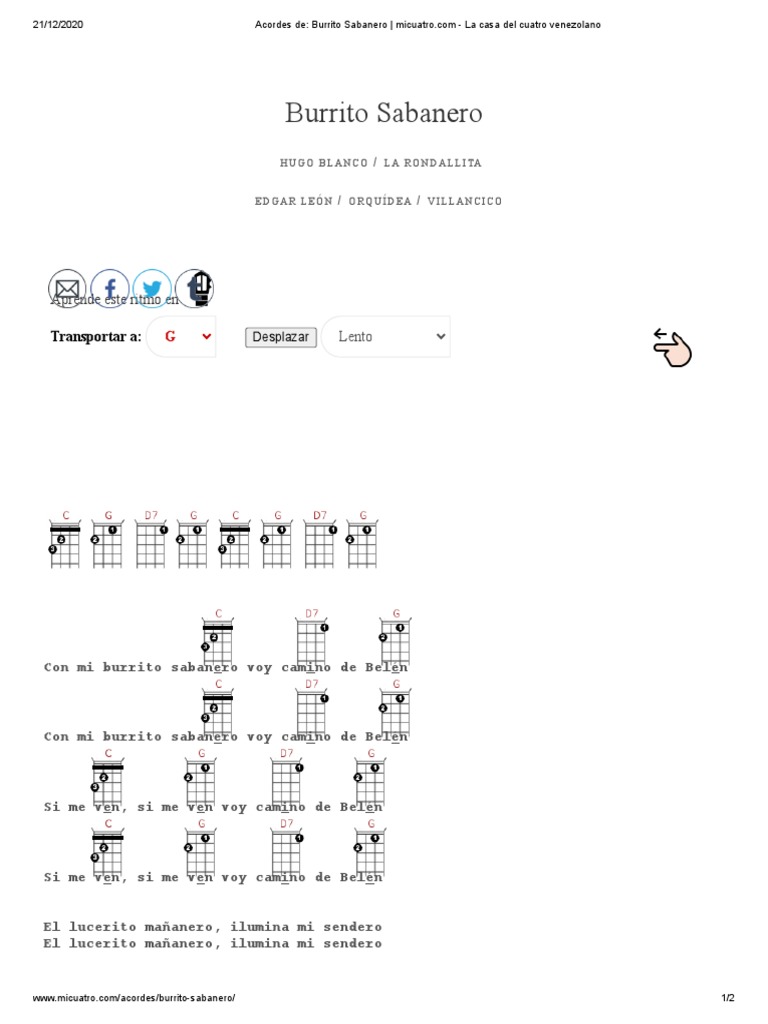 Acordes de - Burrito Sabanero - Micuatro - Com - La Casa Del Cuatro ...