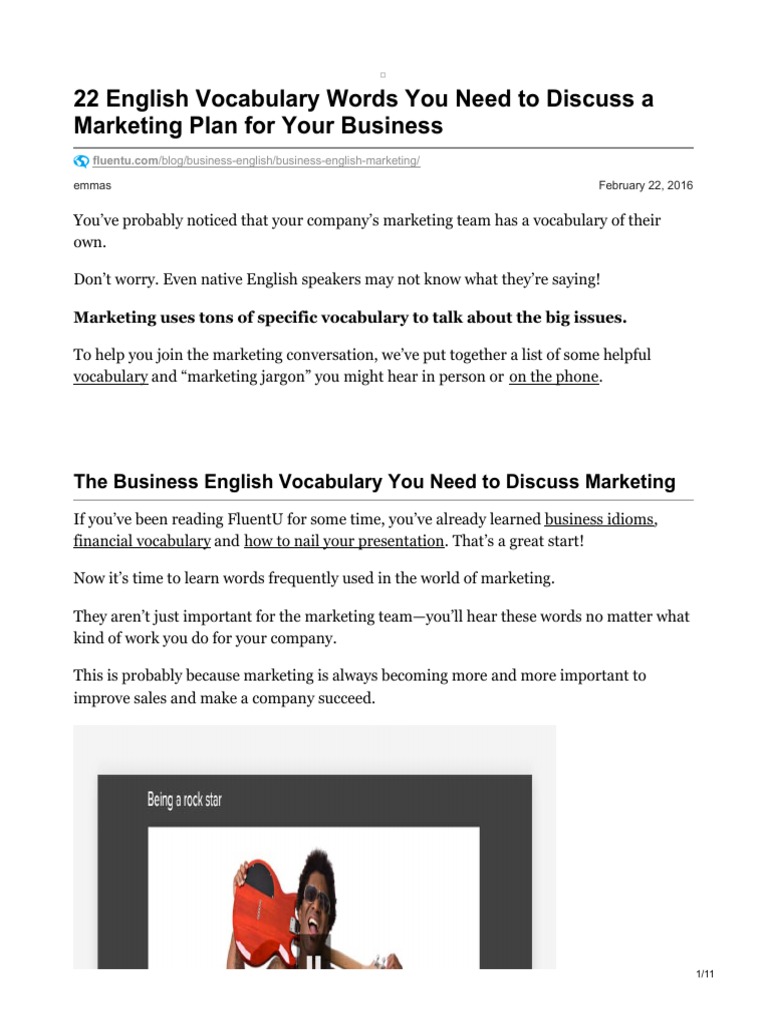 22 English Vocabulary Words You Need To Discuss A Marketing Plan For ...