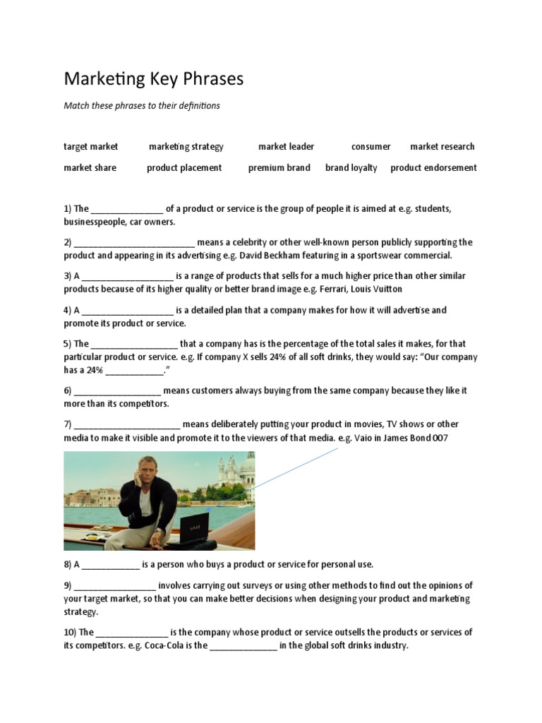 Marketing Vocabulary Worksheet Templates Layouts - 106715 | PDF