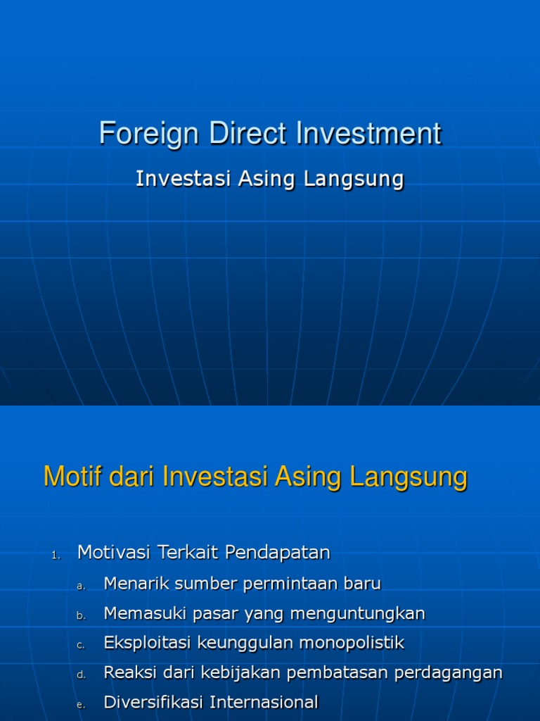 Motif dan Metode Investasi Asing Langsung | PDF | Pengelolaan Keuangan ...