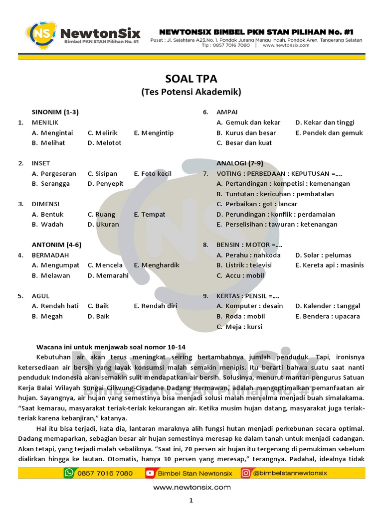 Soal TPA | PDF