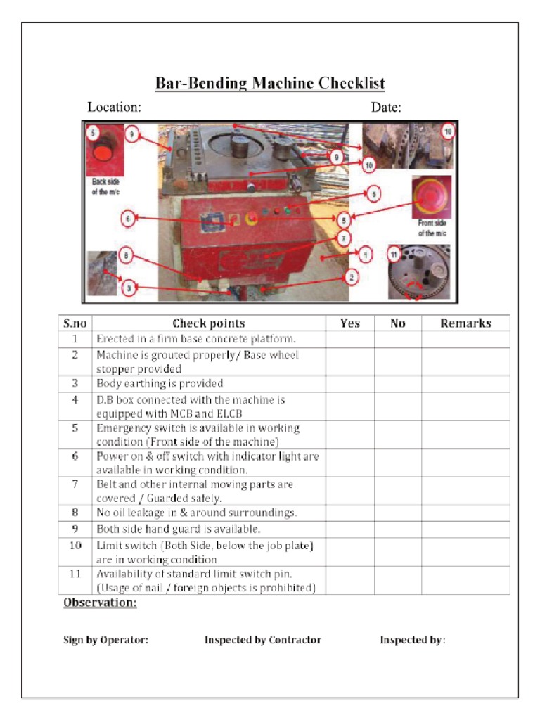 12 Barbending Machine Checklist | PDF