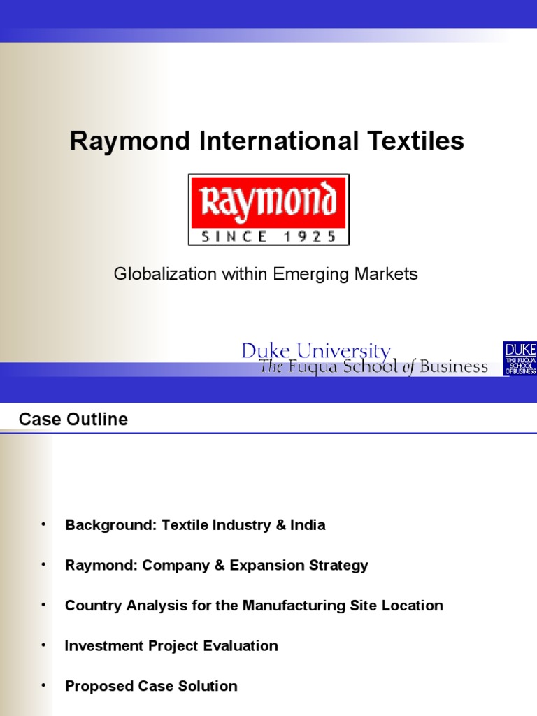 Raymond Presentation Final | PDF | Net Present Value | Exports