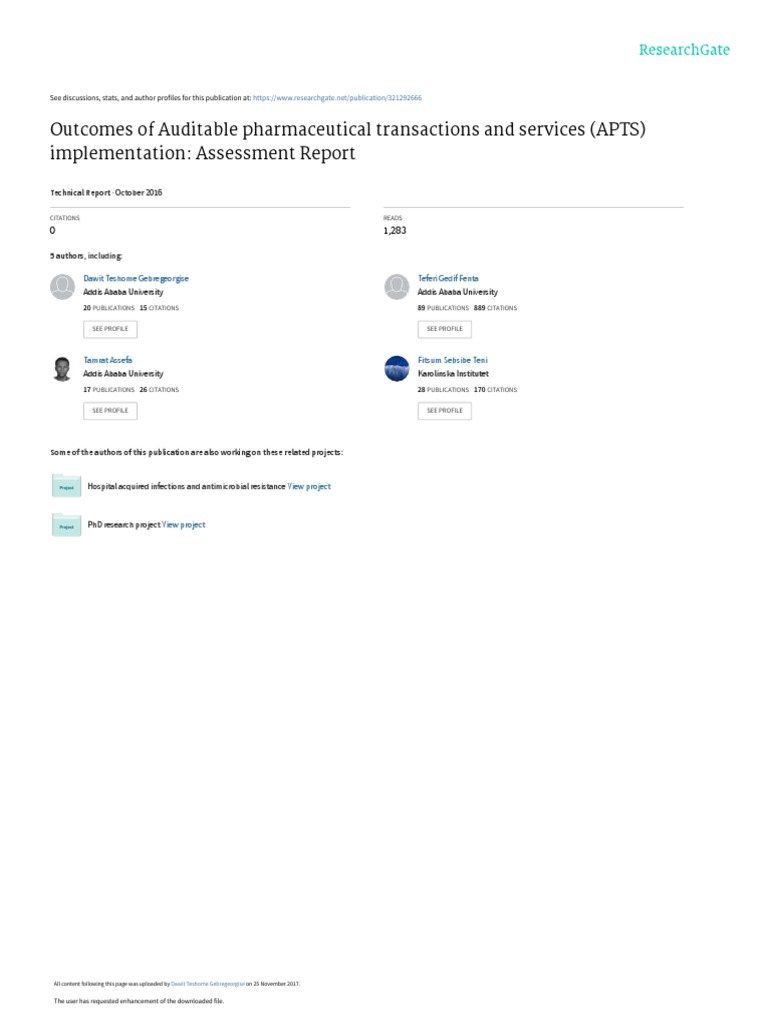 Outcomes of Auditable Pharmaceutical Transactions and Services (APTS ...