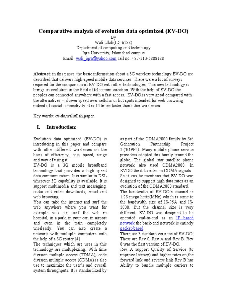 Introduction of Evolution Data Optimized | PDF | Mobile Broadband ...