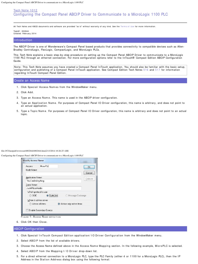 Tech Note 1012 - Configuring The Compact Panel ABCIP Driver To ...