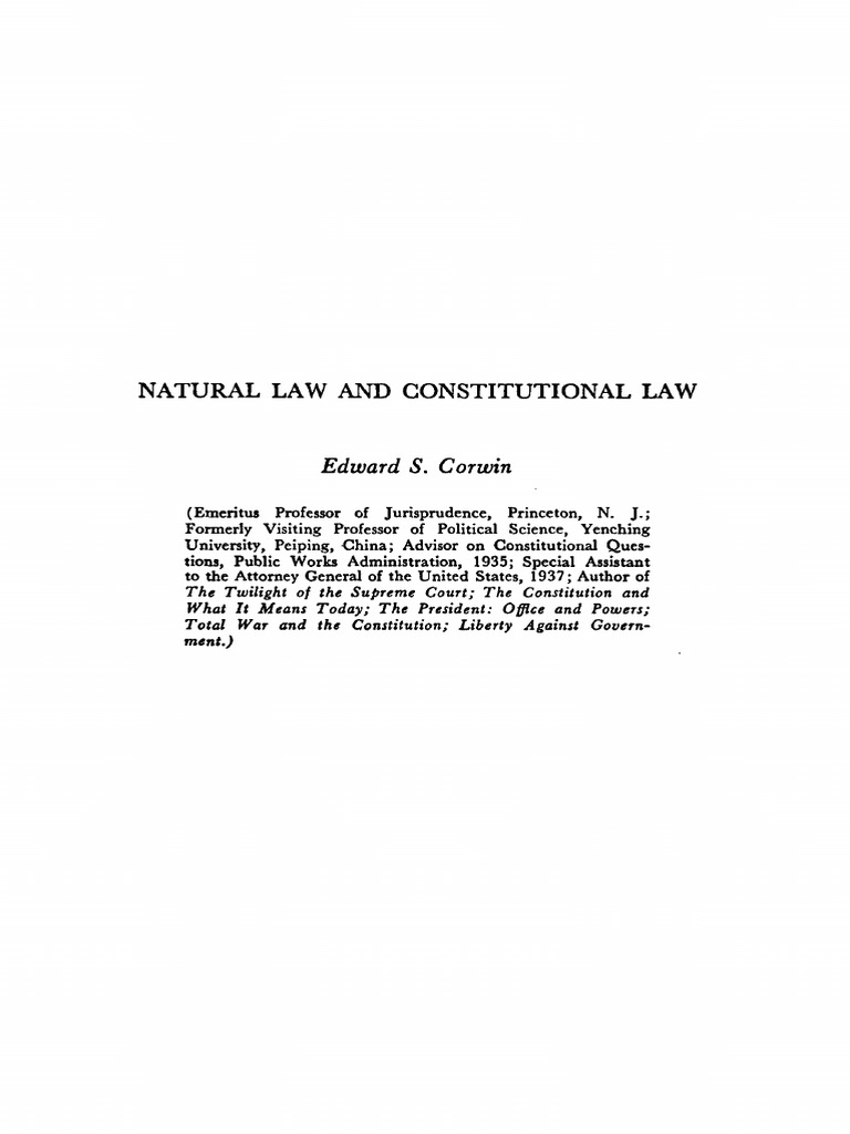 Natural Law and Constitutional Law: Edward S. Corwin | PDF | Fourteenth ...