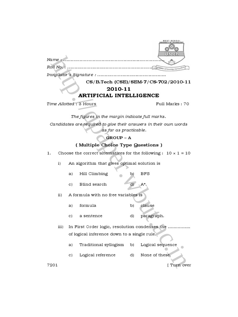HT TP: //qpa Pe R.W But .Ac .In: 2010-11 Artificial Intelligence | PDF | Theoretical Computer ...