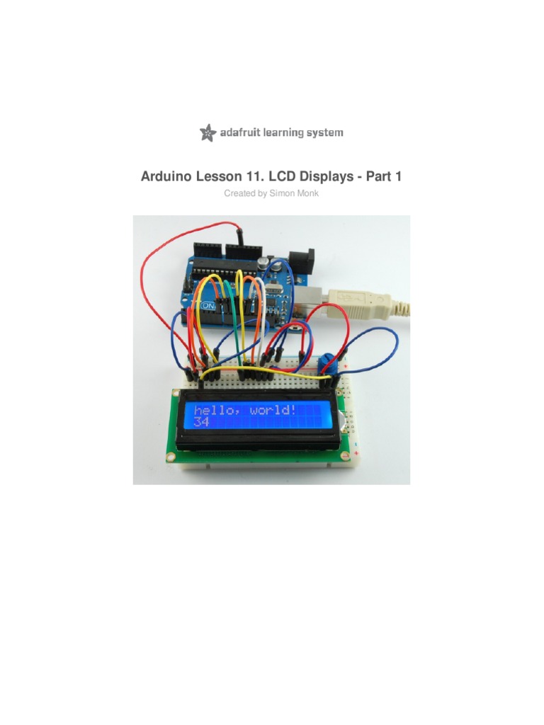 Arduino Lesson 11. LCD Displays - Part 1: Created by Simon Monk | PDF | Arduino | Liquid Crystal ...