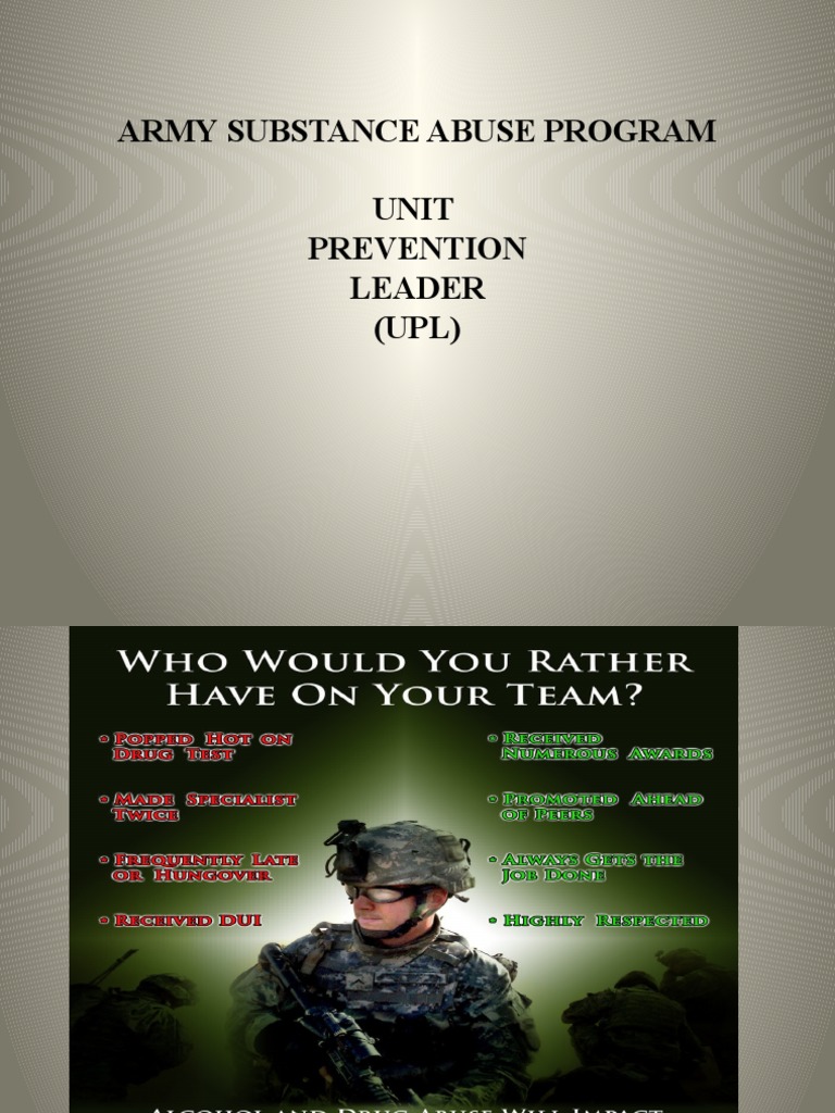 Army Substance Abuse Program Unit Prevention Leader (UPL) | PDF | Drugs ...