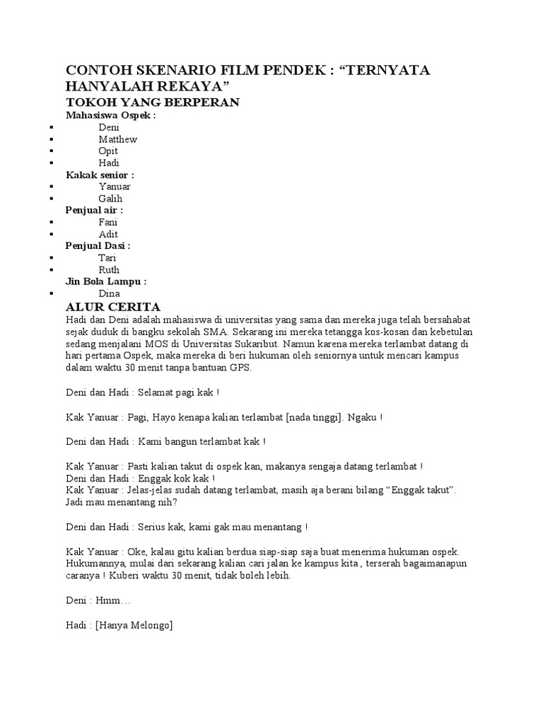 Contoh Skenario Film Pendek | PDF