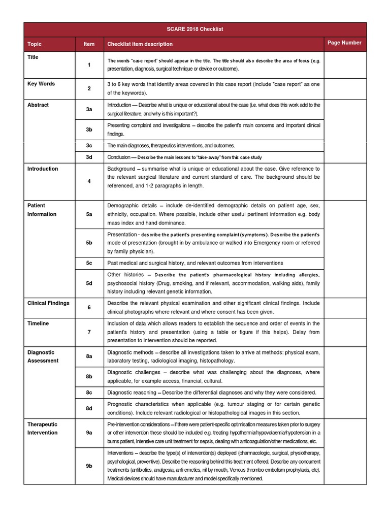 Scare 2018 Guidelines | PDF | Case Report | Informed Consent