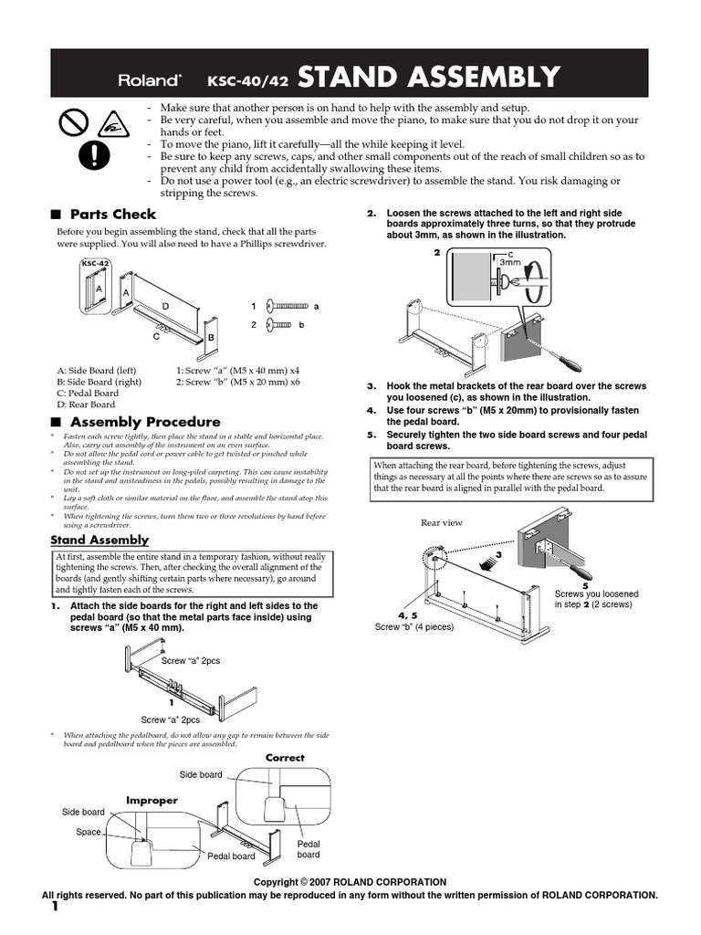 Stand Assembly: Parts Check | PDF | Screw | Machines
