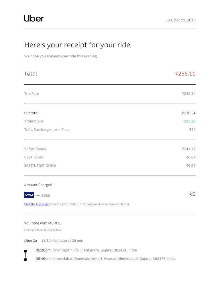 Here's Your Receipt For Your Ride: Total | PDF