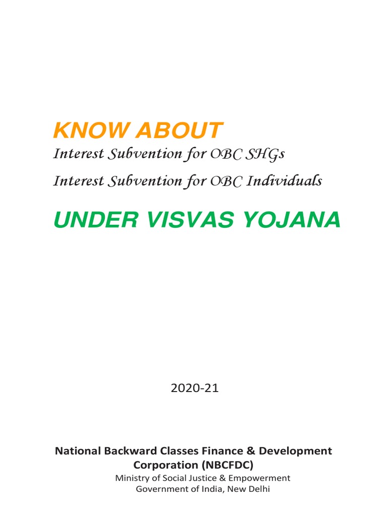 NBCFDC-VISVAS FAQ Booklet | PDF | Loans | Subsidy