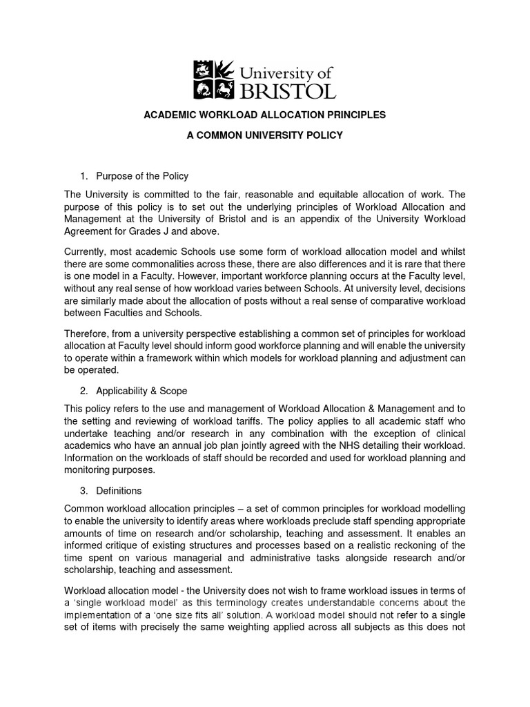 Academic Workload Policy Guide | PDF | Workload | University