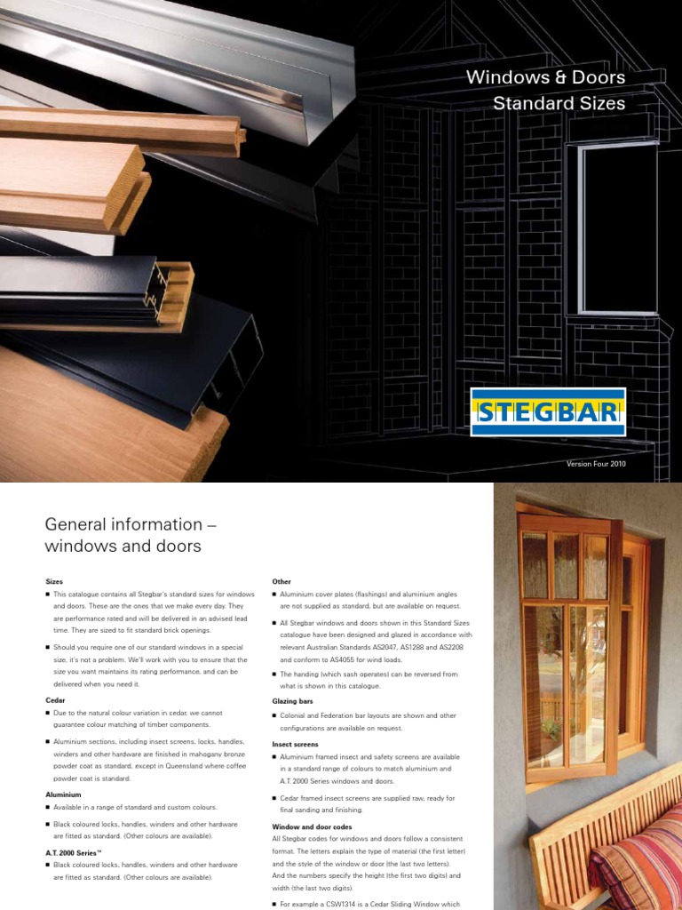 Stegbar Standard Sizes - Windows and Doors | PDF | Window | Door