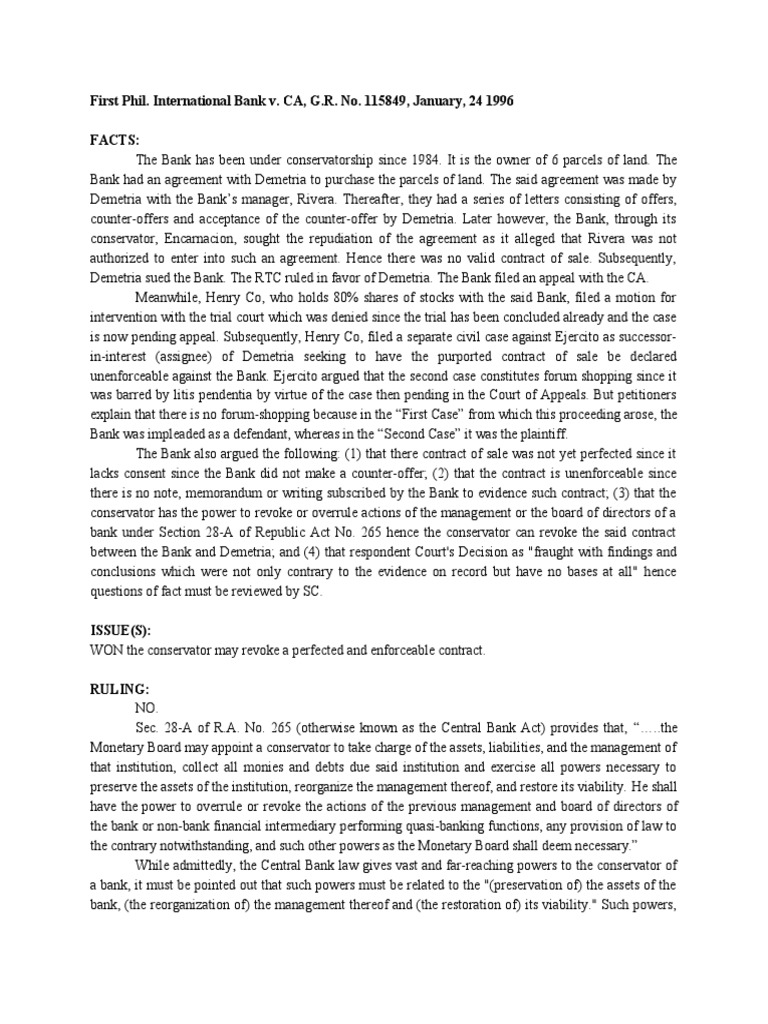 The Limits of a Conservator's Power to Revoke Perfected Contracts | PDF ...