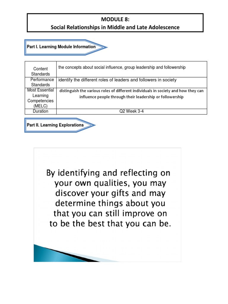Personal Development Lesson 8 | PDF | Self Esteem | Community